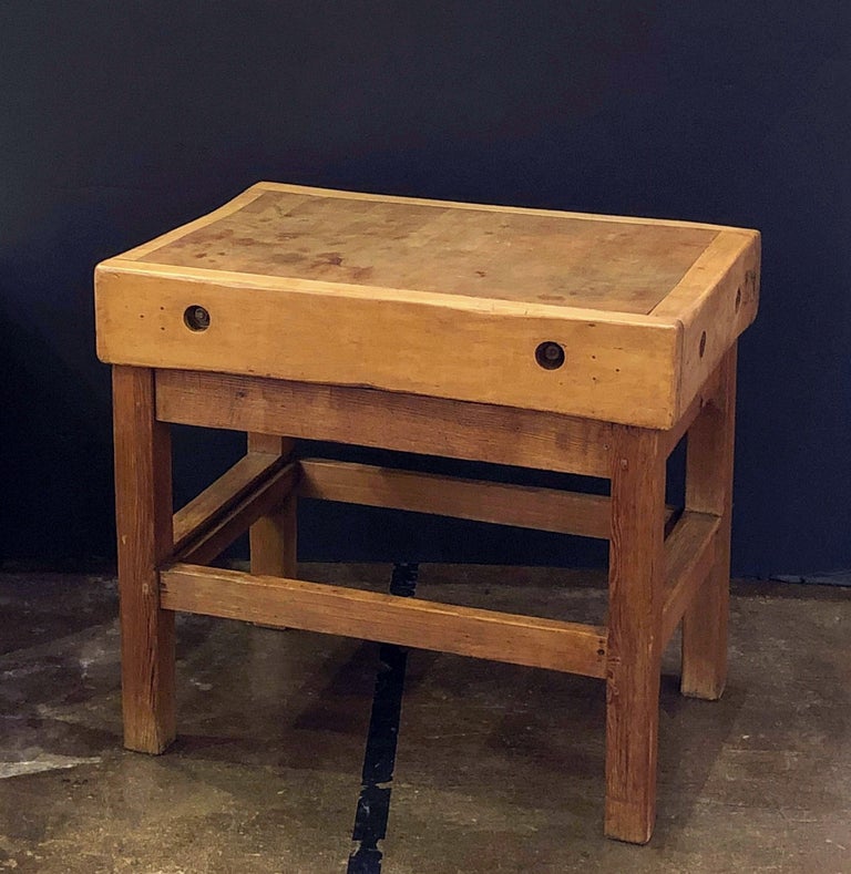 Large French Butcher's Chopping Block on Stand For Sale at 1stdibs
