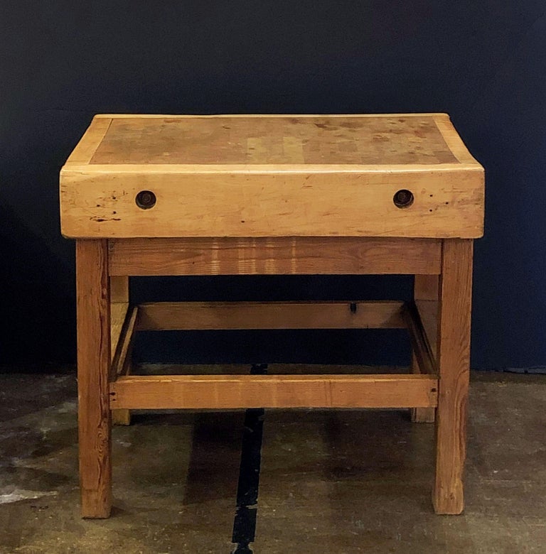 Large French Butcher's Chopping Block on Stand For Sale at 1stdibs