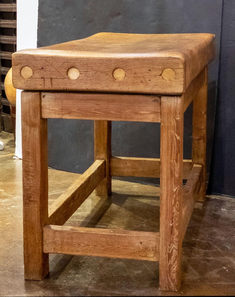 Large French Butcher's Chopping Block on Stand at 1stDibs