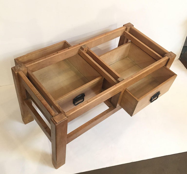 Large French Butcher's Chopping Block Table on Stand at 1stDibs