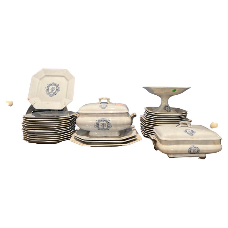 Large French China Set (P Monogram) For Sale at 1stDibs