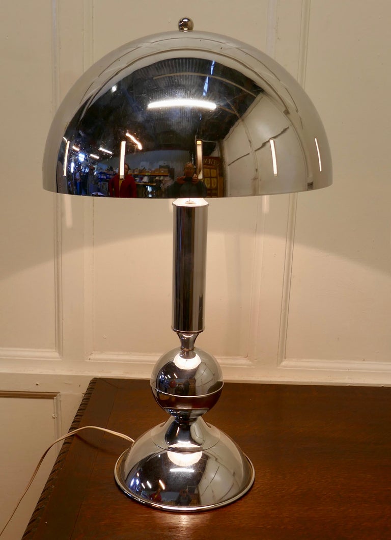 Large French Chrome Retro Style Table Lamp For Sale at 1stDibs