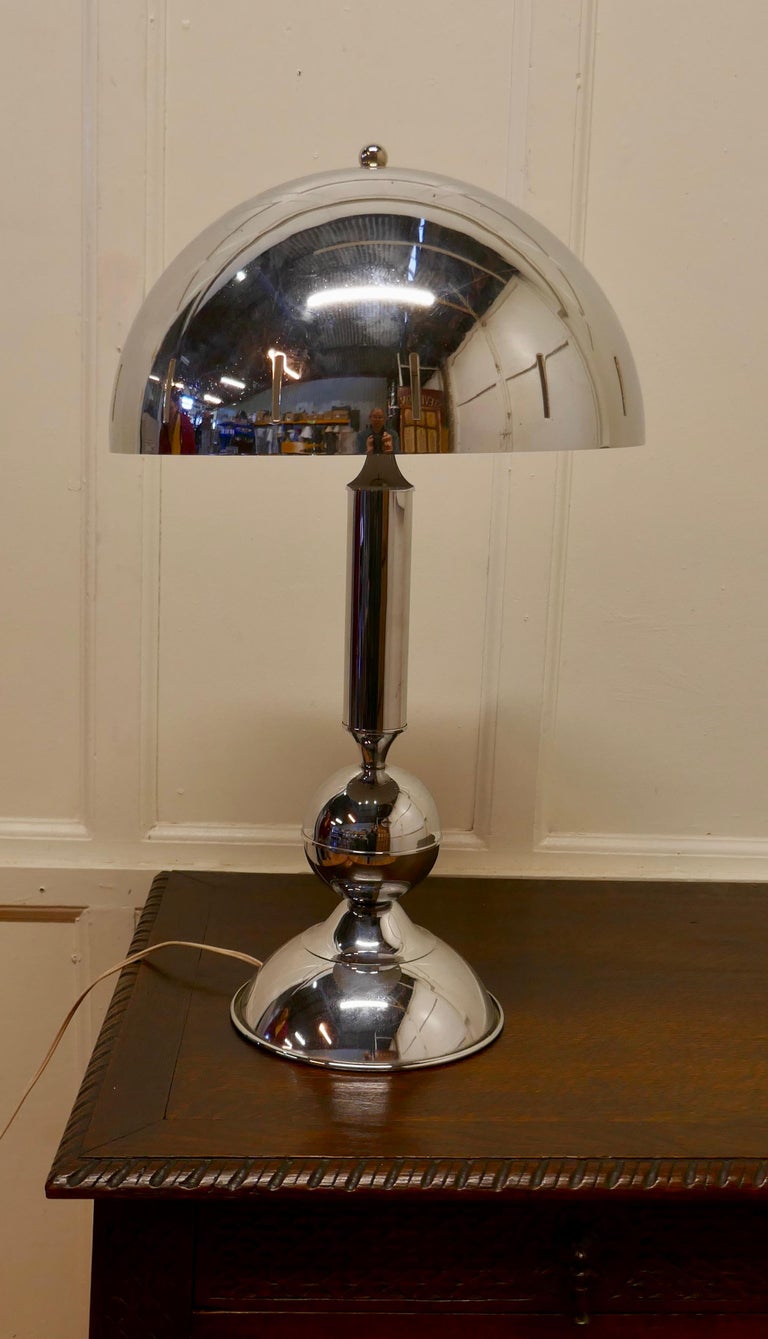 Large French Chrome Retro Style Table Lamp For Sale at 1stDibs