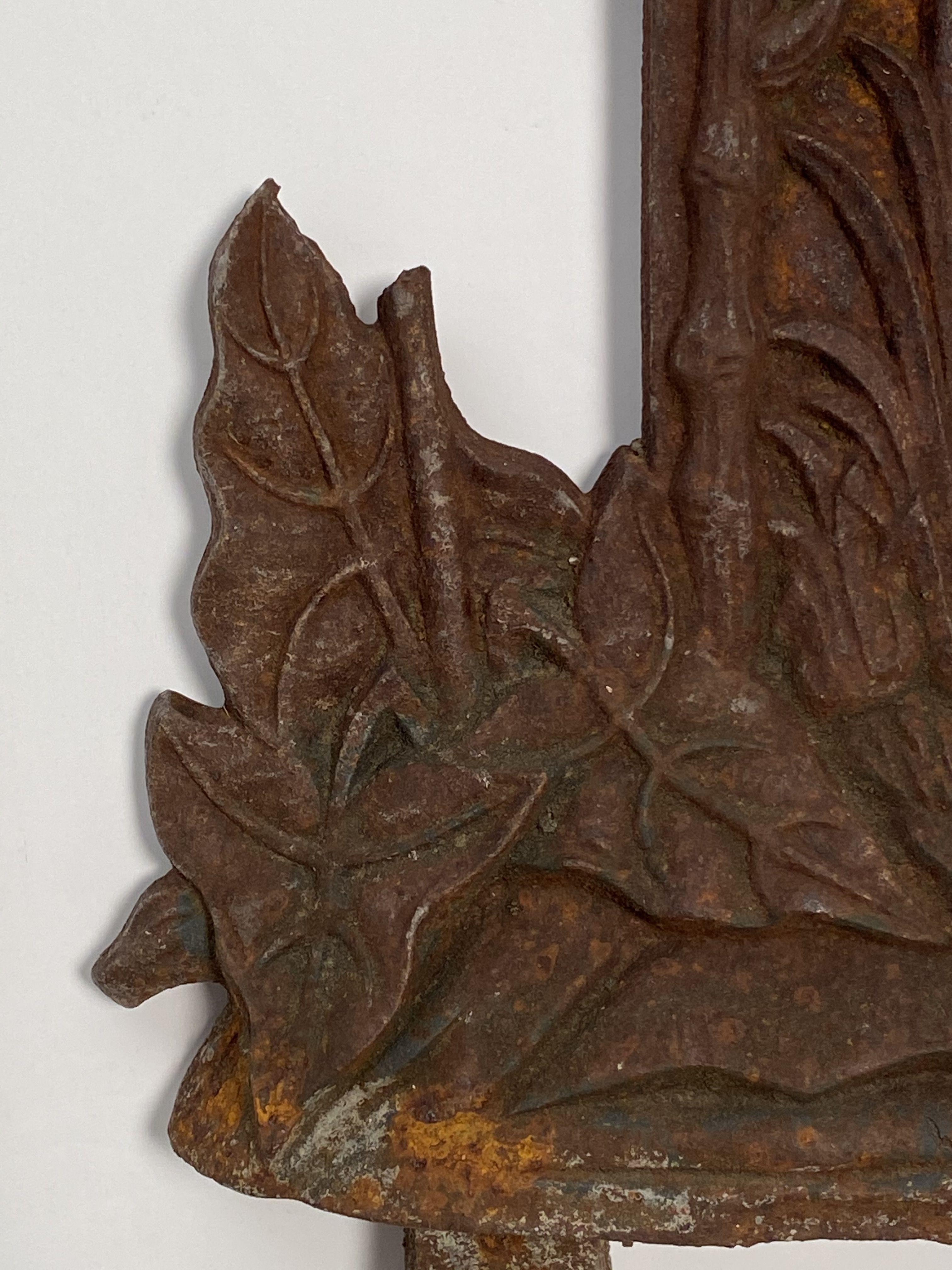 Large French Cross of Cast Iron with Floral Vine Pattern at 1stDibs