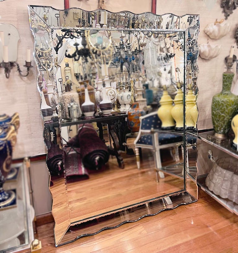 Large French Etched Mirror For Sale at 1stDibs