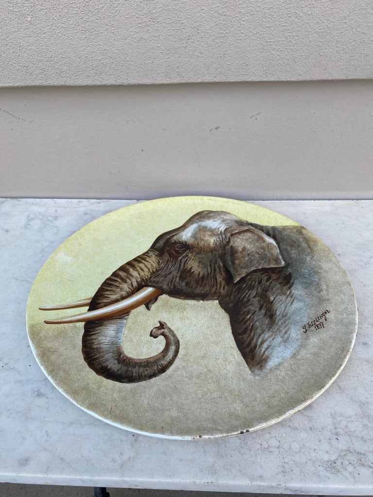 Large French Faience Elephant Platter Circa 1897 For Sale at 1stDibs