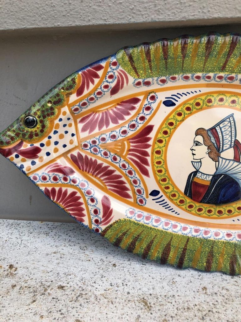 Large French Faience Fish Platter Quimper Circa 1930 For Sale at ...