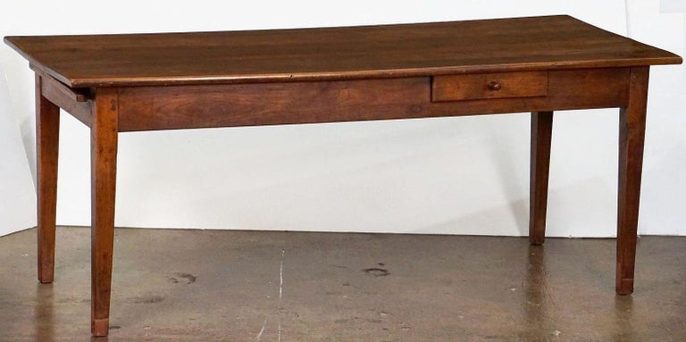 Large French Farm Table of Cherry with Drawer and Pull-Out Bread Board ...
