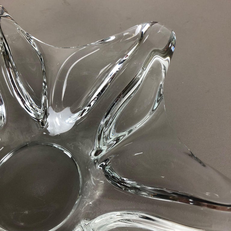 Large French Floral Crystal Glass Shell Bowl by Art Vannes, France ...