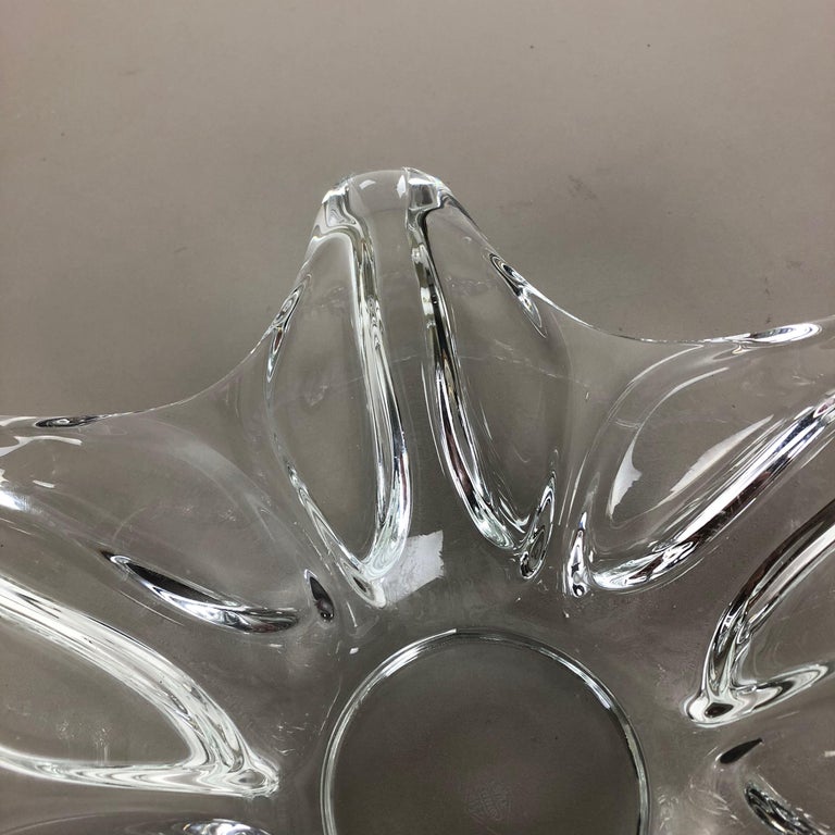 Large French Floral Crystal Glass Shell Bowl by Art Vannes, France ...