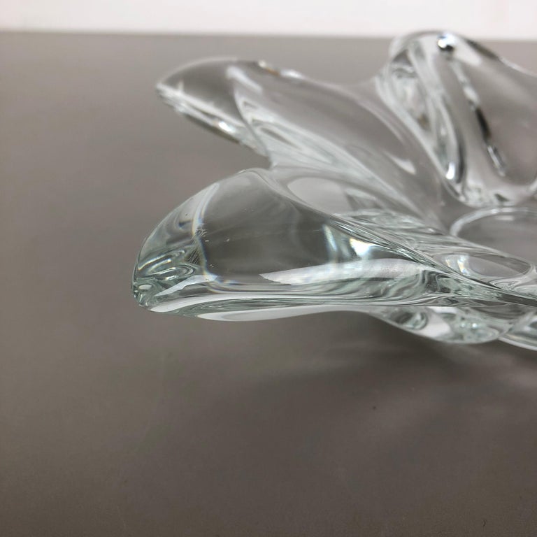 Large French Floral Crystal Glass Shell Bowl by Art Vannes, France ...