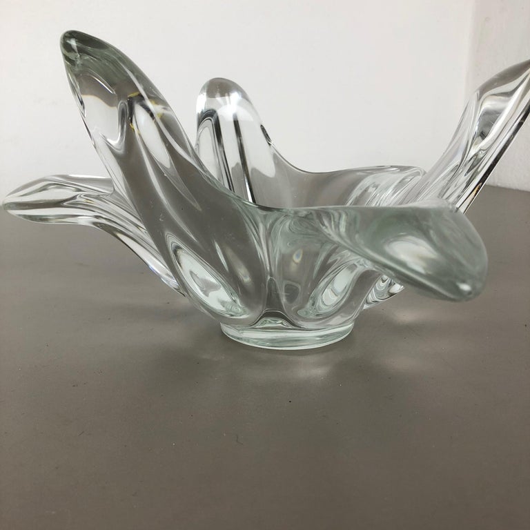 Large French Floral Crystal Glass Shell Bowl by Art Vannes, France ...