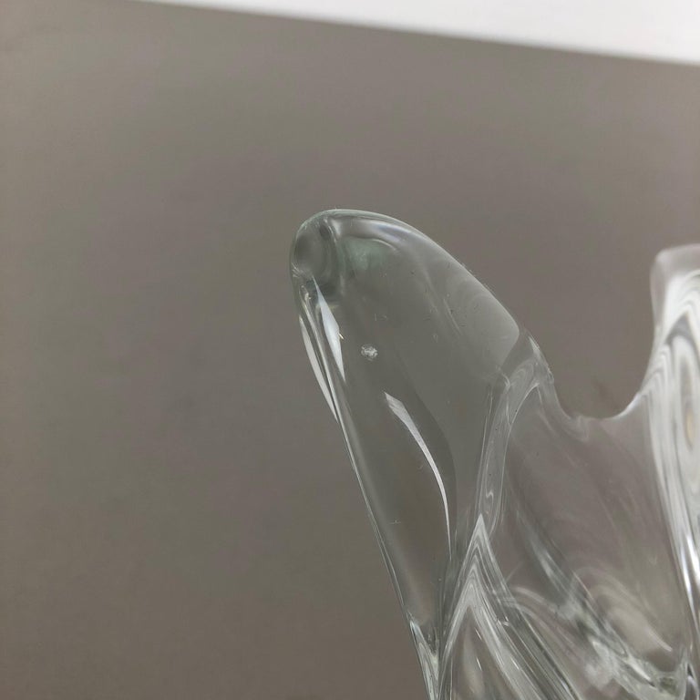 Large French Floral Crystal Glass Shell Bowl by Art Vannes, France ...