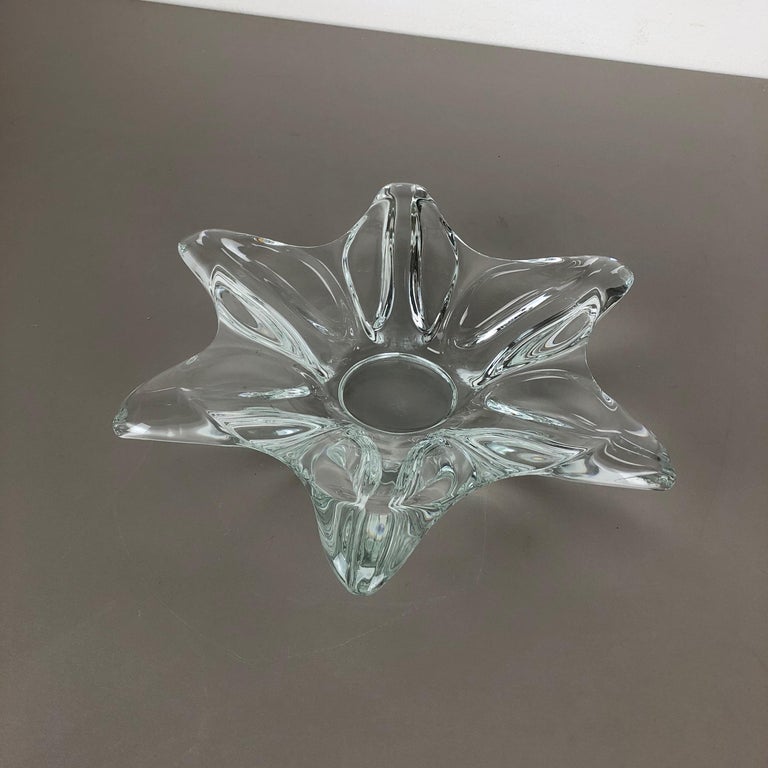 Large French Floral Crystal Glass Shell Bowl by Art Vannes, France ...