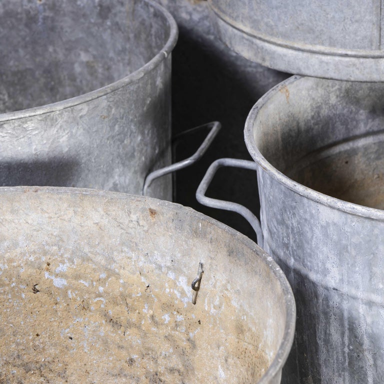 Large French Galvansied Buckets, Planters For Sale at 1stDibs