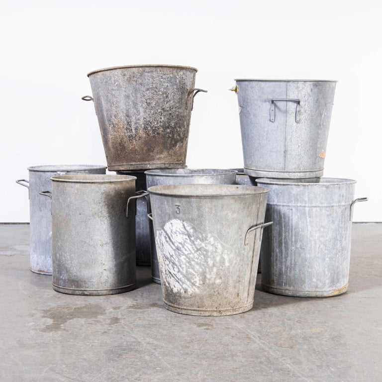 Large French Galvansied Buckets, Planters For Sale at 1stDibs
