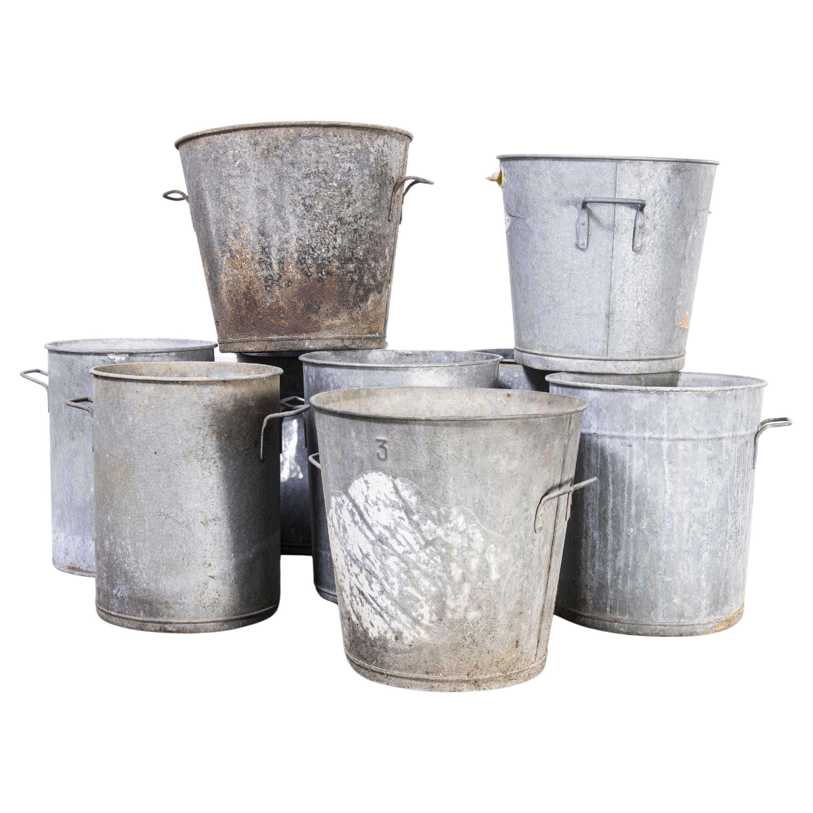 Medium French Galvansied Buckets, Planters For Sale at 1stDibs