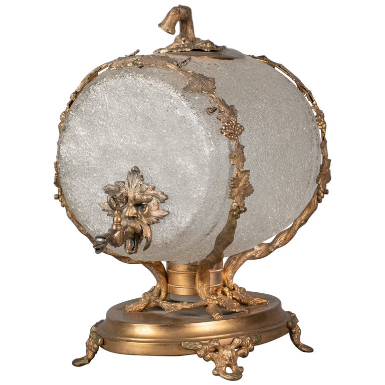 Large French Gilt Bronze and Frosted Glass Wine Barrel, circa 1890 For ...