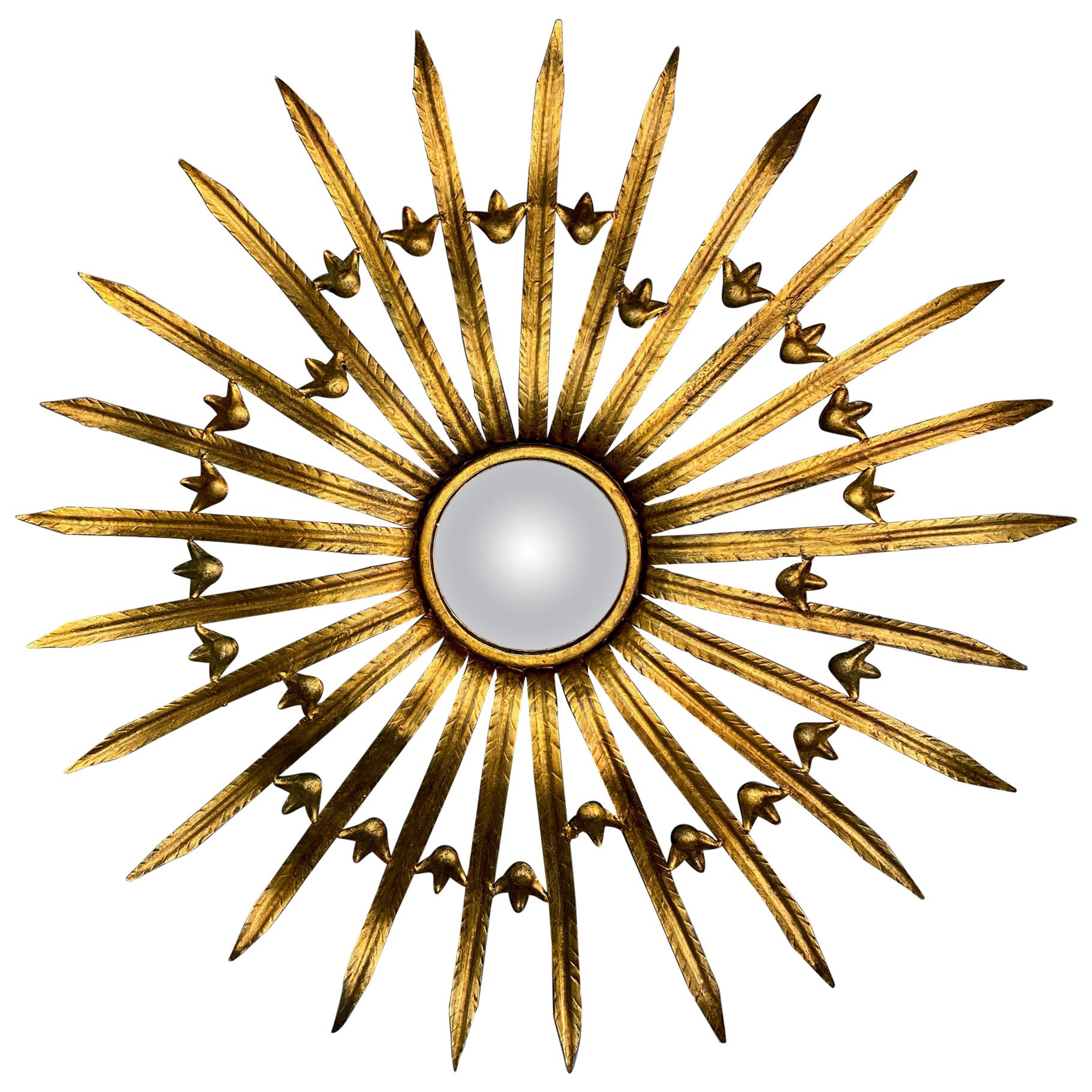 Large Mirrored Sunburst Mirror at 1stDibs