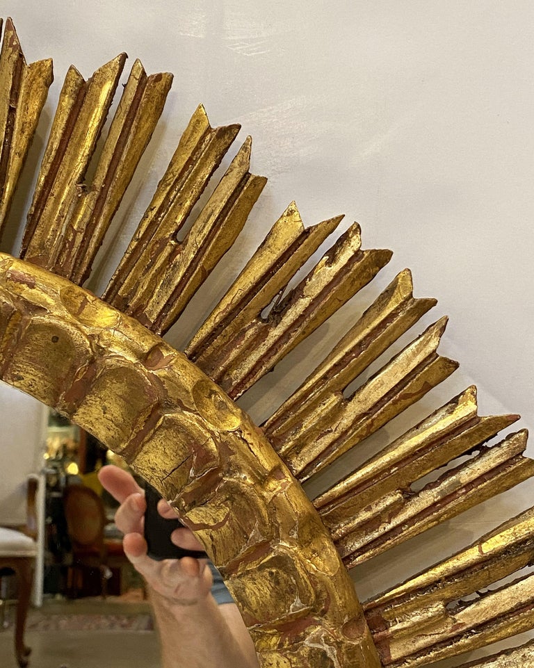 Large French Gilt Starburst or Sunburst Mirror (Diameter 24 1/4) at 1stDibs