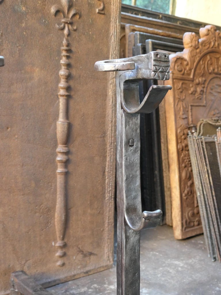 Large French Gothic 'Bull's Head' Andirons or Firedogs, 17th Century ...