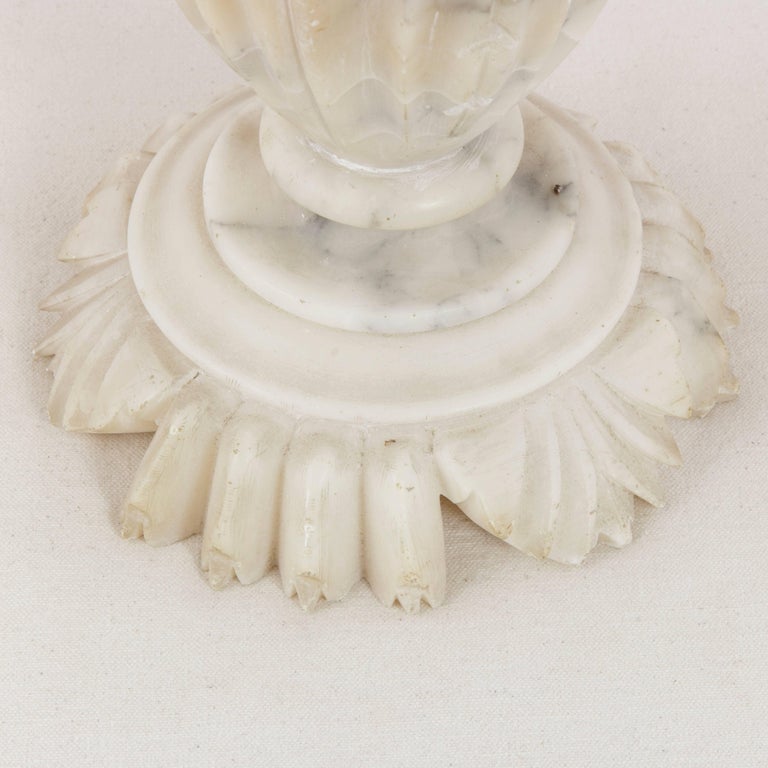 Large French Hand-Carved Alabaster Compote Bowl, Dish with Grape Leaves ...