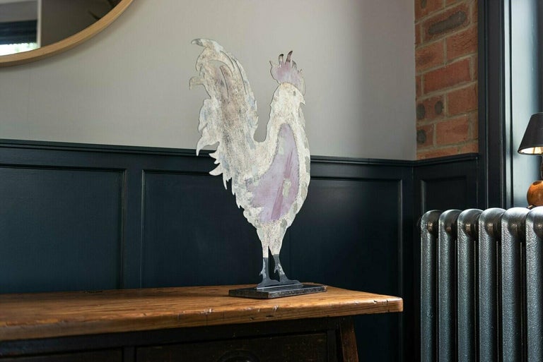 Large French Hand Painted Decorative Cockerel For Sale at 1stDibs