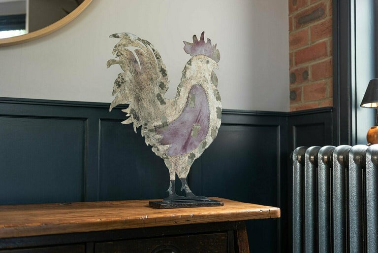 Large French Hand Painted Decorative Cockerel For Sale at 1stDibs
