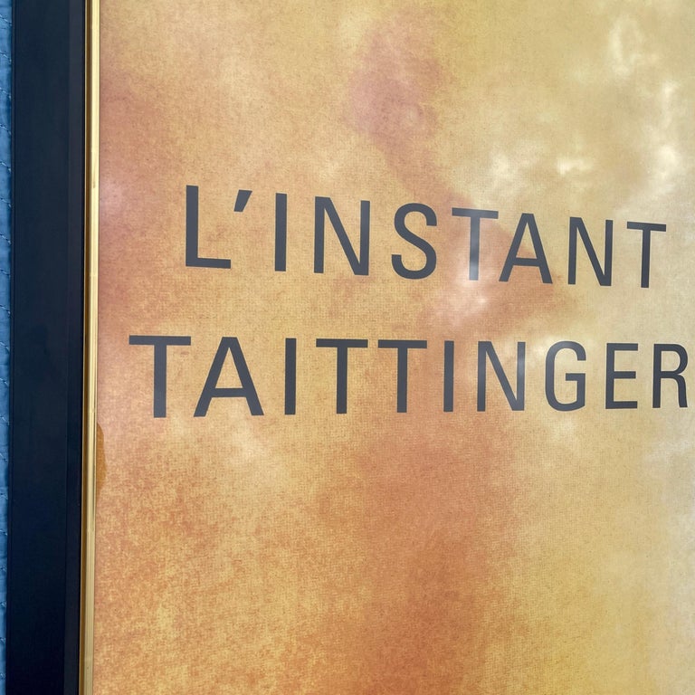 Large French L'instant Taittinger Champagne Poster in Frame at 1stDibs | french grande poster frame