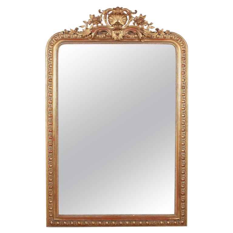 Large French Louis Philippe Carved and Gilt Mirror at 1stDibs