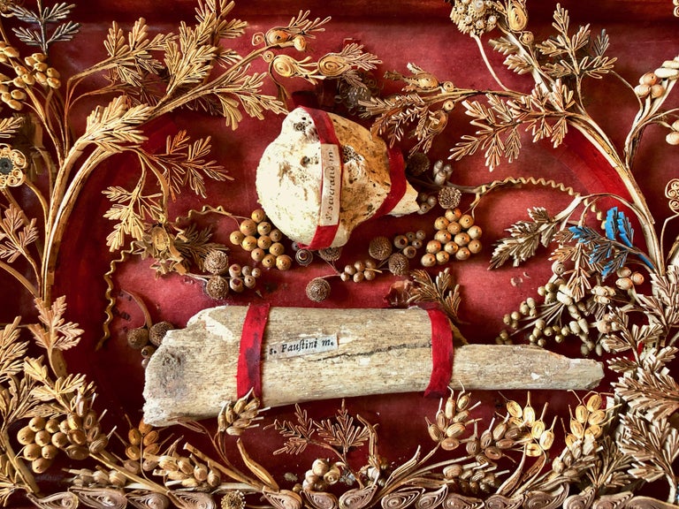 Large French Empire Reliquary with Relics of 18 Saints and Paperolles ...