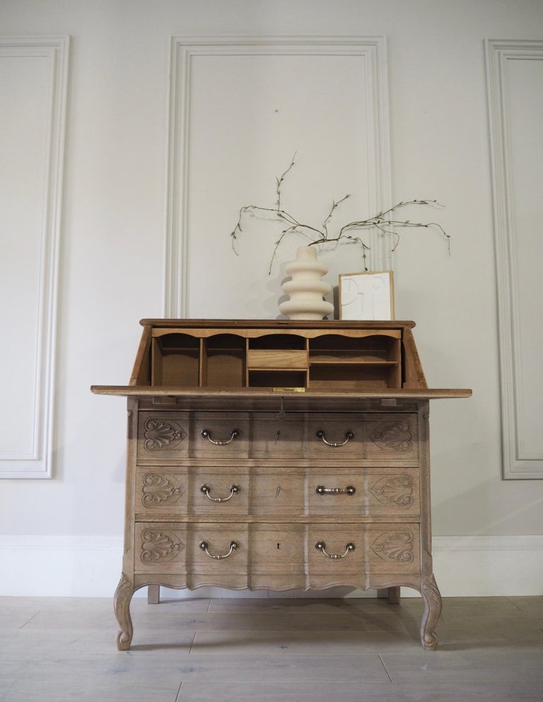 Large French Louis XV Bureau in Weathered Wood Limed Oak For Sale at ...