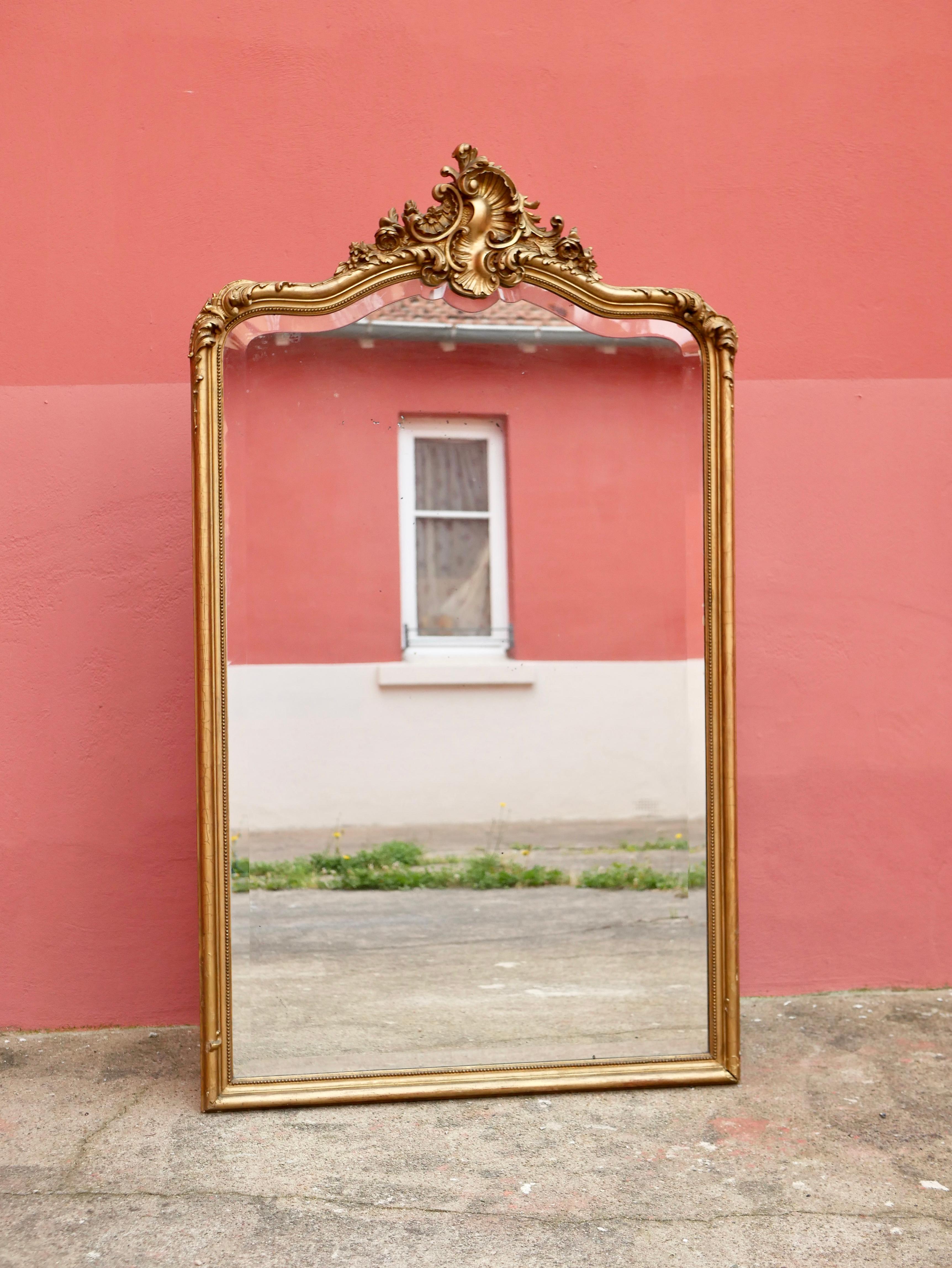 Large French Louis XV Style Gilded Mirror, Rococo Style, End of 19th ...