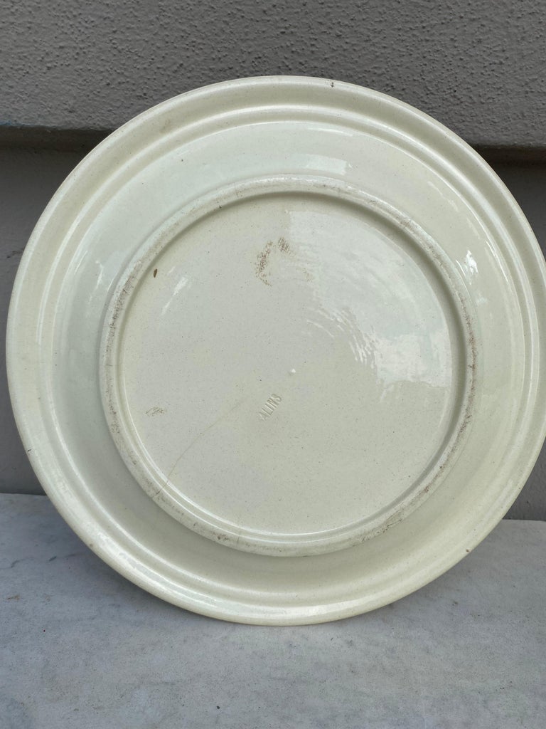 Large French Majolica Roses Plate Salins, circa 1900 For Sale at 1stDibs