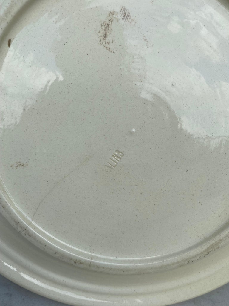 Large French Majolica Roses Plate Salins, circa 1900 For Sale at 1stDibs