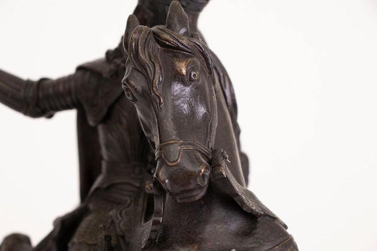Large French Mid-19th Century Bronze Knight on Horseback at 1stDibs
