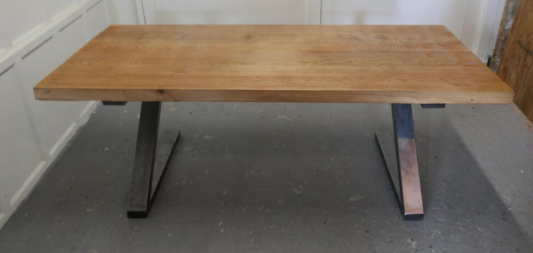 Large French Mid Century Golden Oak Dining Table at 1stDibs