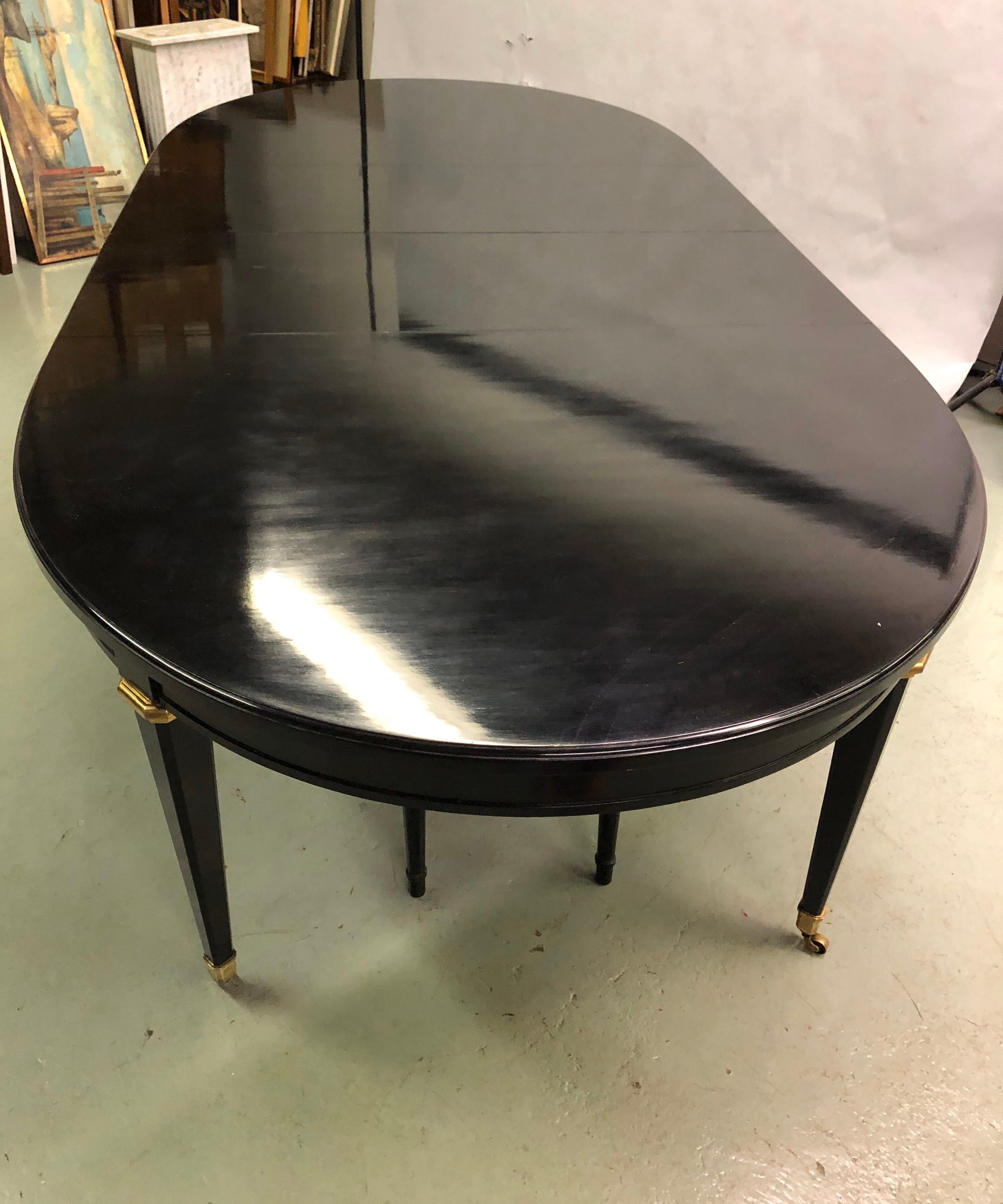 Large French Modern Neoclassical Ebonized Mahogany Dining Table by ...