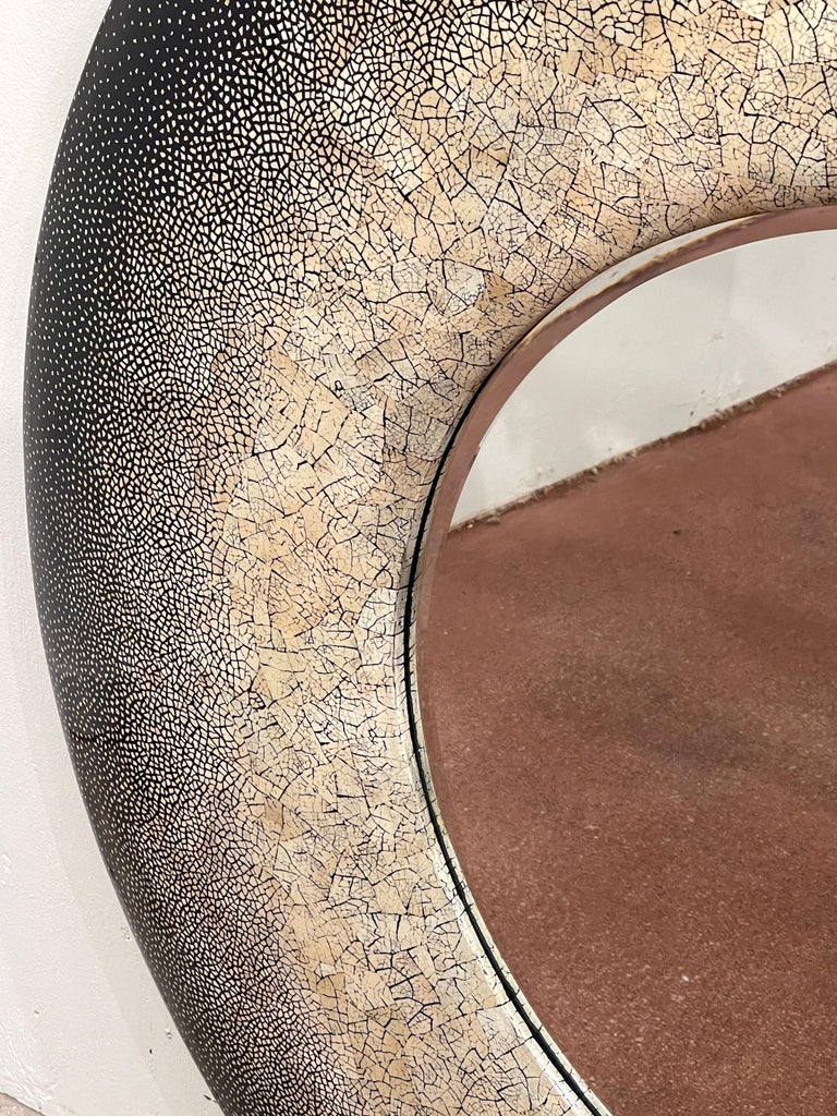 Large French Modern Style Lacquer and Eggshell Round Mirror For Sale at ...
