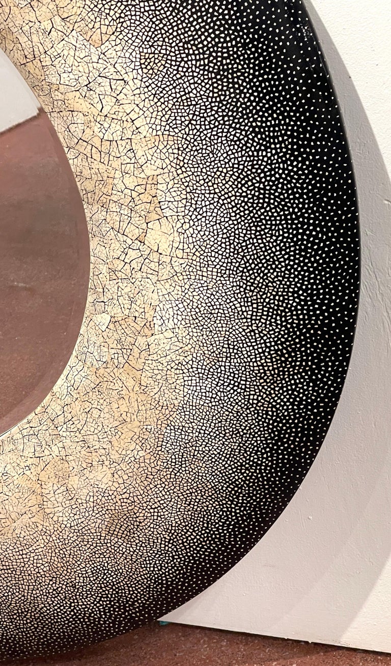 Large French Modern Style Lacquer and Eggshell Round Mirror For Sale at ...
