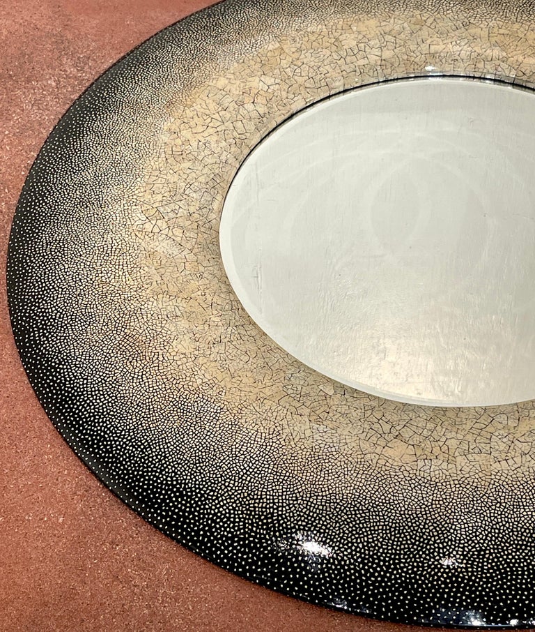 Large French Modern Style Lacquer and Eggshell Round Mirror For Sale at ...