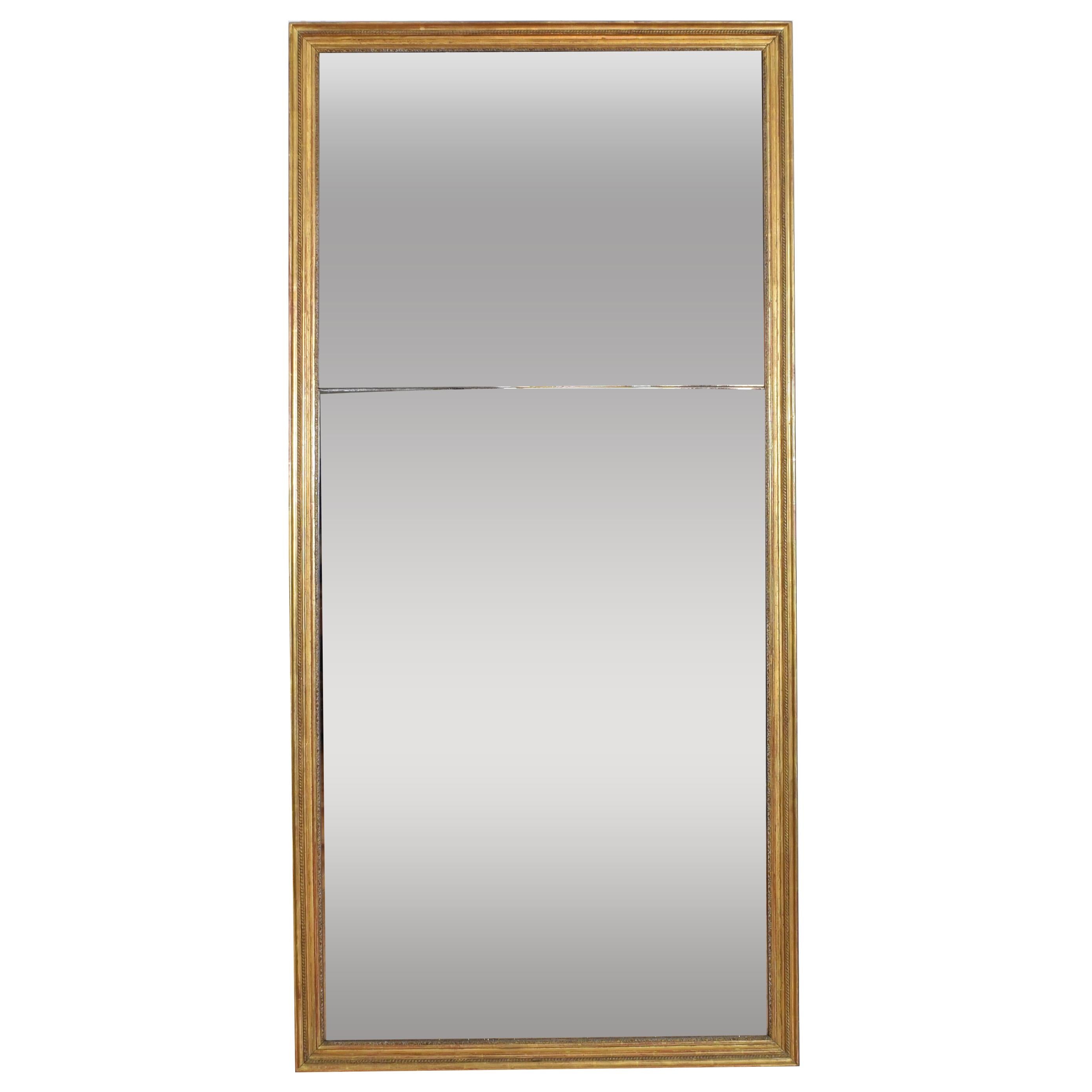 Large French Neoclassic Giltwood and Gilt Gesso Mirror, Original Two ...