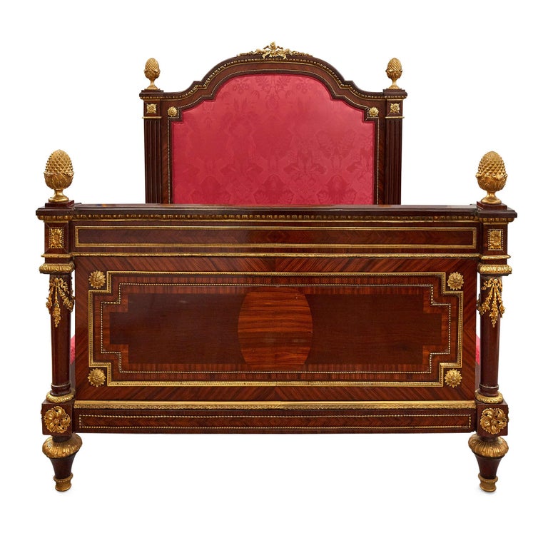 Large French Neoclassical Style Gilt Bronze Mounted Bed For Sale at 1stDibs