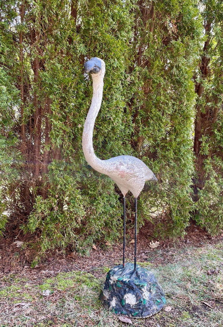 Large French Pale Pink Flamingo Statue For Sale at 1stDibs