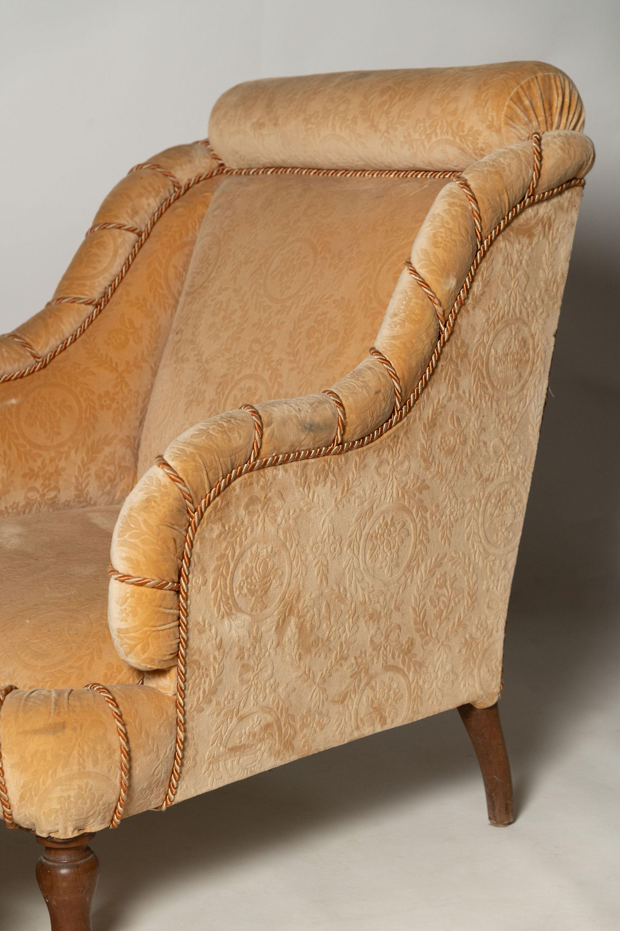 Large French pie crust chair and matching stool, for upholstery For ...