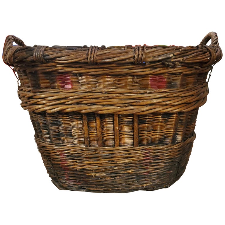 Large French Provincial Grape Harvesting Woven Basket at 1stDibs