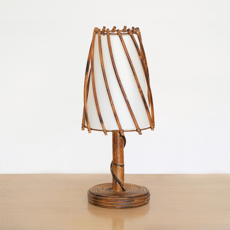Large French Rattan Table Lamp at 1stDibs