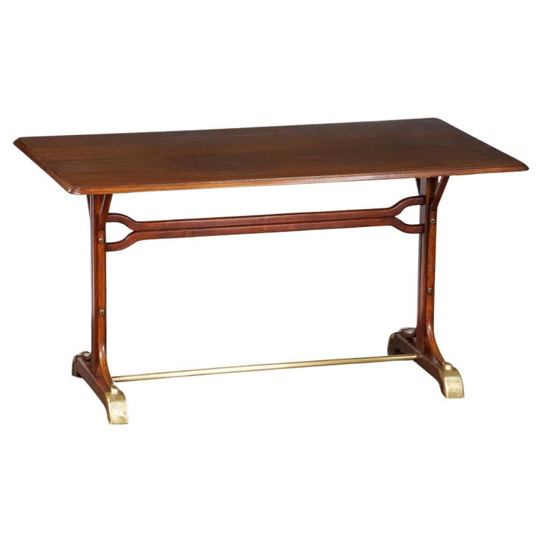 Large French Rectangular Bistro or Pub Table with Brass Accents For ...