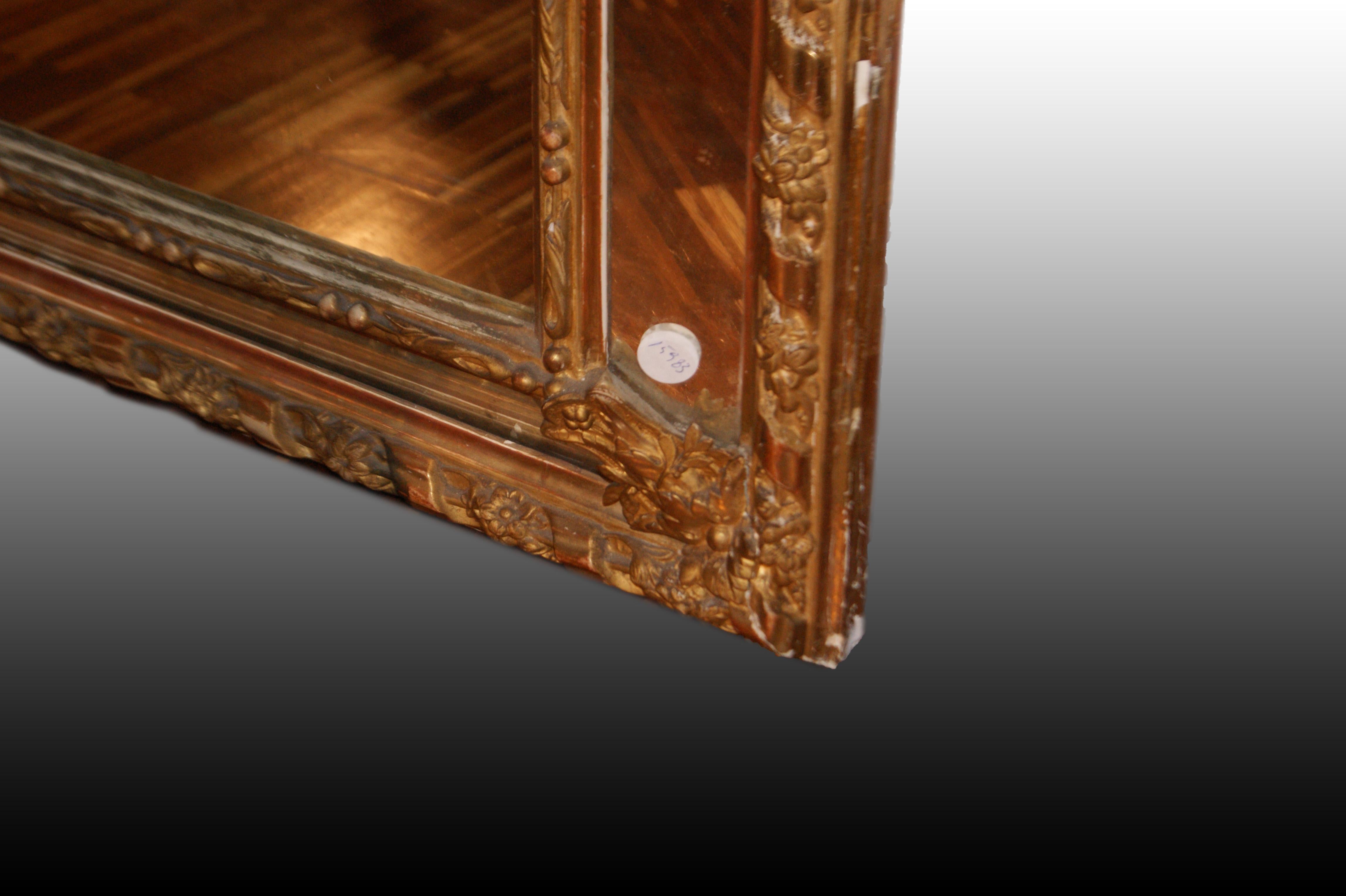 Large French Rectangular Vertical Mirror from the 1800s with Gilded ...