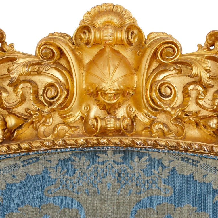 Large French Rococo Revival Style Giltwood Sofa For Sale at 1stDibs